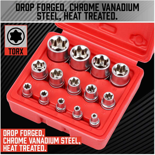 14-Piece E-TORX Socket Set - Premium Female Torx Socket Set, Ultimate ...