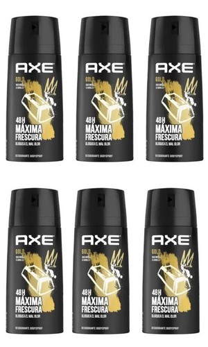 6 x Axe Gold Oud Wood & Vanilla Deodorant Body Spray 150ml / 5.07FL OZ ...