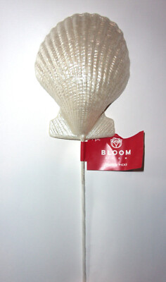 11.75” tall flower pick bouquet stick pearlized off-white scallop shell ...