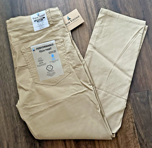 Tailor Vintage NWT Mens 38x30 Performance Pants Khaki Rayon Canaan Slim ...