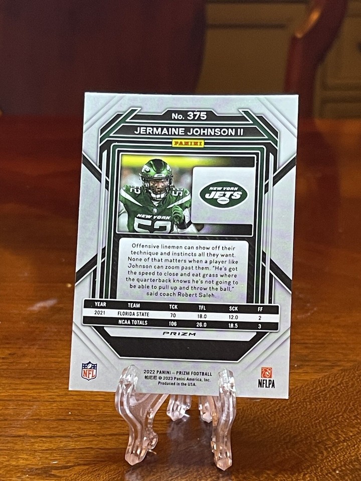 2022 PANINI NFL PRIZM JERMAINE JOHNSON II ROOKIE RC GREEN PRIZM #375 ...