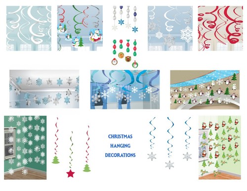 Christmas Hanging Ceiling Door Party Decorations Swirls Strings Festive ...