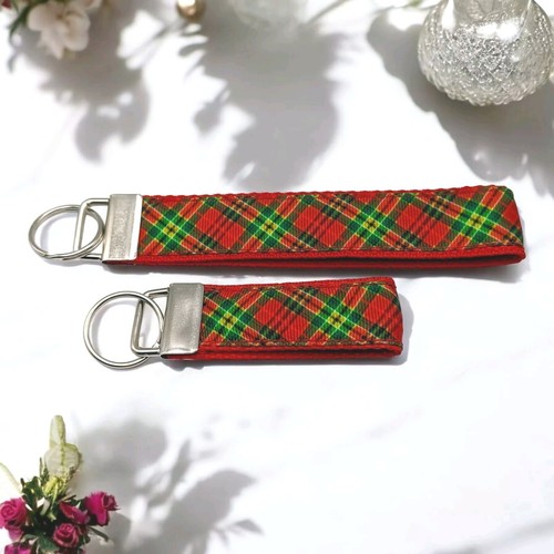 Plaid Tartan Keychain Wristlet Keychains Key Fob Zipper Key Chain | eBay