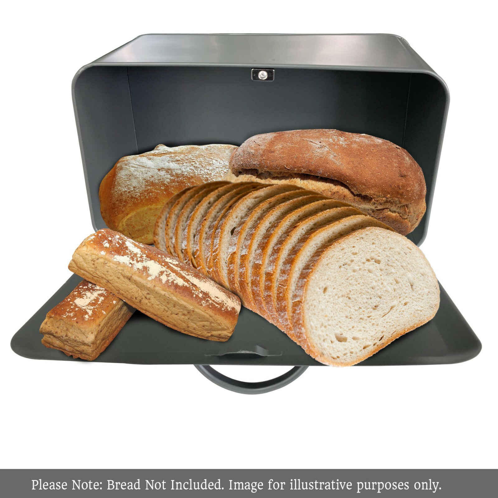 Grey Modern Bread Bin Kitchen Loaf Storage Box Large | eBay