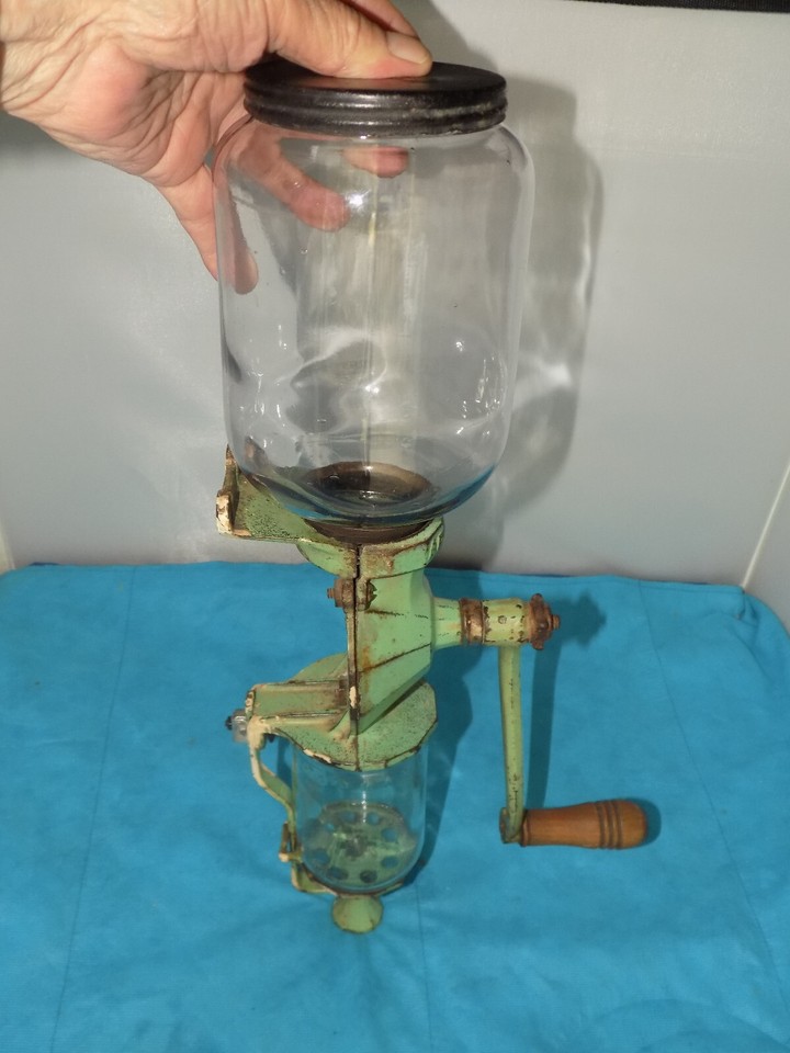 Antique Arcade Number 4 Coffee Grinder Wall Mount Old Green Complete ...