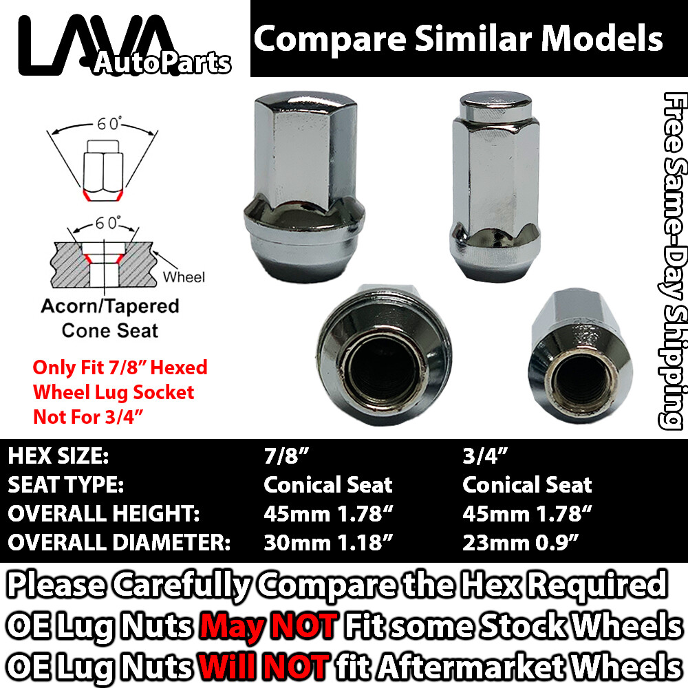 32PC 1.78" TALL 14X1.5 CHROME OE REPLACEMENT DUPLEX LUG NUT FOR CHEVY ...