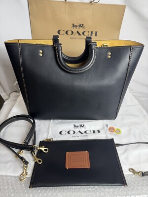 ️ COACH Rae Tote 2way Shoulder Bag CH787 Brass / Black Glovetanned ...
