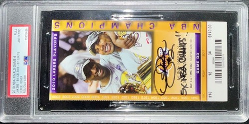 DEREK FISHER SIGNED 2010 NBA FINALS TICKET STUB "5X NBA CHAMPS" PSA ...
