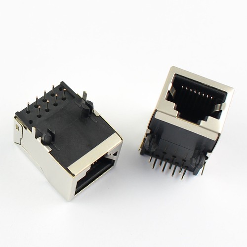 5Pcs Metal RJ45 8P8C 8 Pin Shielded PCB Mount Network Ethernet Socket ...