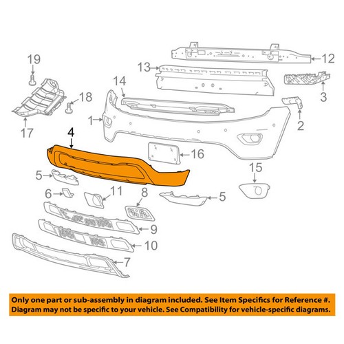 For 14-16 Grand Cherokee Front Lower Bumper Cover Assembly Texture ...