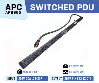 APC AP8965 PDU-8.6KW-Three Phase-208V-Power Distribution Unit L21-30P ...