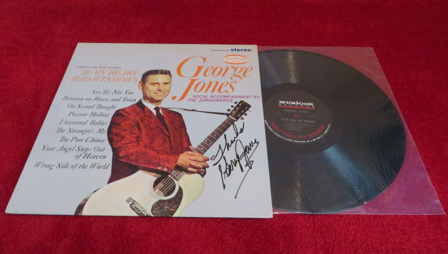 George Jones Autographed Album Signed LP 1968 "If My Heart Had Windows ...