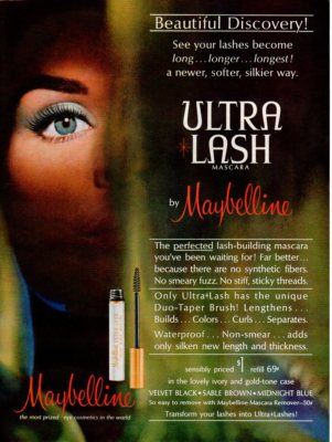 Vintage Beauty Fashion ad Maybelline Ultra Lash Mascara eye makeup TAB ...
