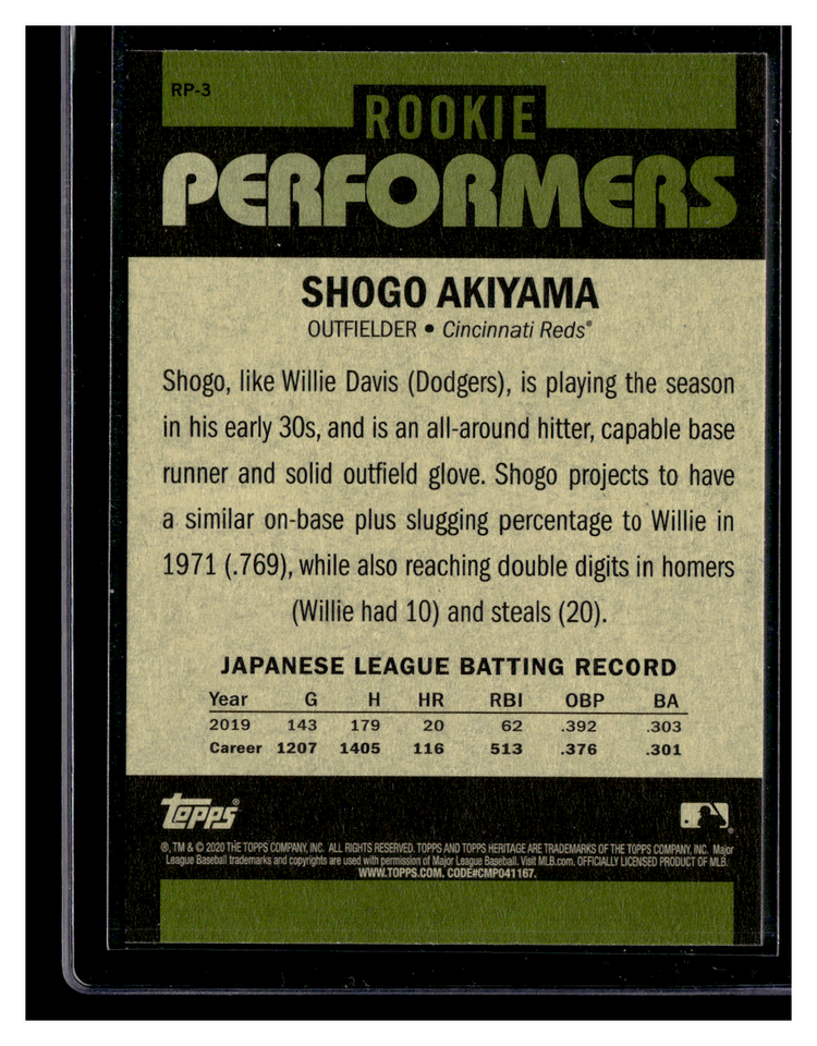 2020 Topps Heritage Rookie Performers #RP-3 Shogo Akiyama | eBay