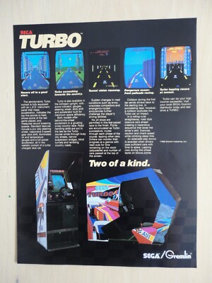 Turbo Arcade Machine Flyer Original Magazine Pull Out Ad Vers 1 | eBay