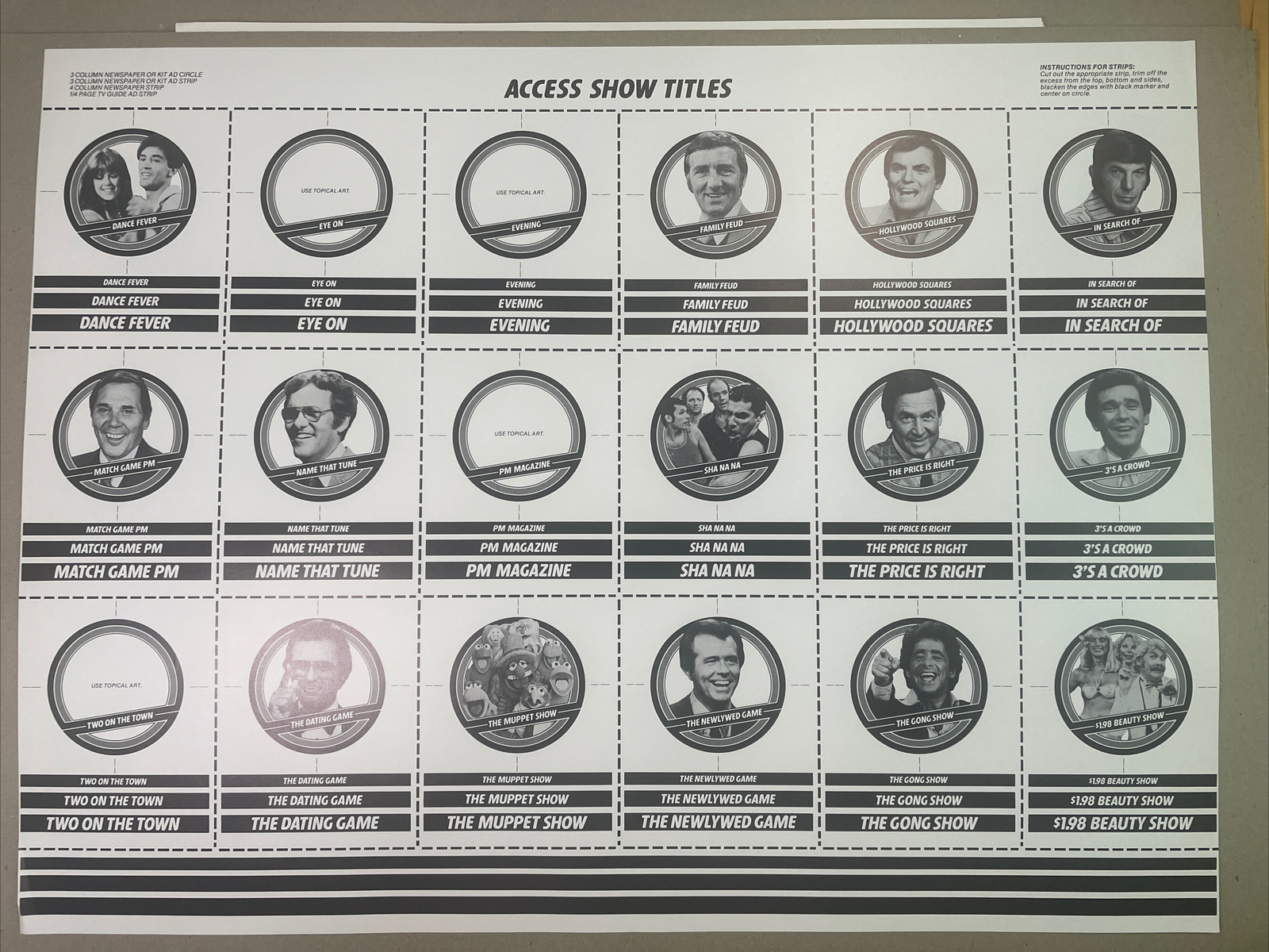 1979 CBS TV Guide Ad slick Samples - The Price Is Right - Dance Fever B ...