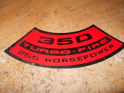 CHEVROLET 350 TURBO-FIRE TURBOFIRE 255HP AIR CLEANER TOP LID DECAL ...