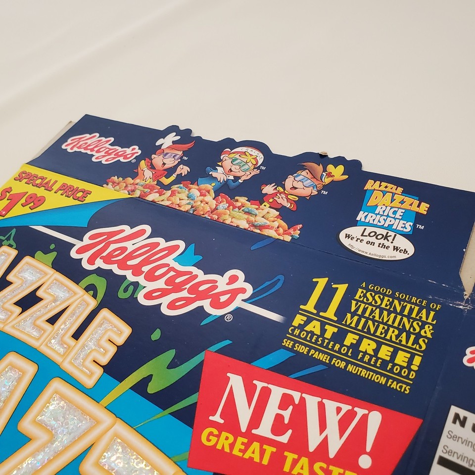 Vintage 1997 Kellogg’s Razzle Dazzle Rice Krispies Cereal Box 1998 Snap ...