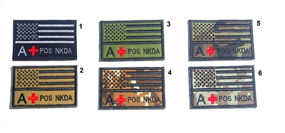 2 Pcs. USA FLAG BLOOD TYPE A B O AB POS POSITIVE NEG ARMY MILITARY ...