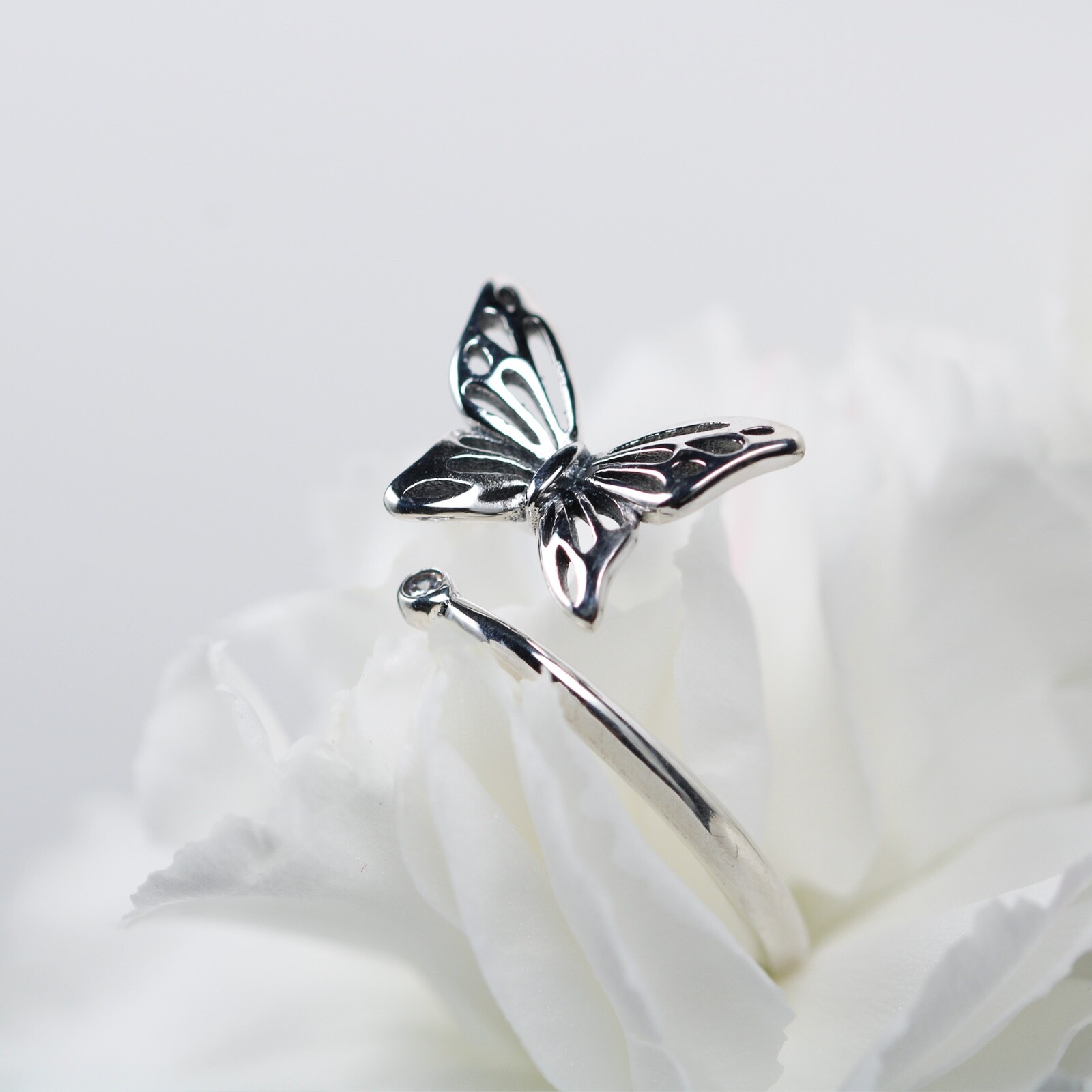 925 sterling silver adjustable butterfly ring, elegant butterfly ring ...