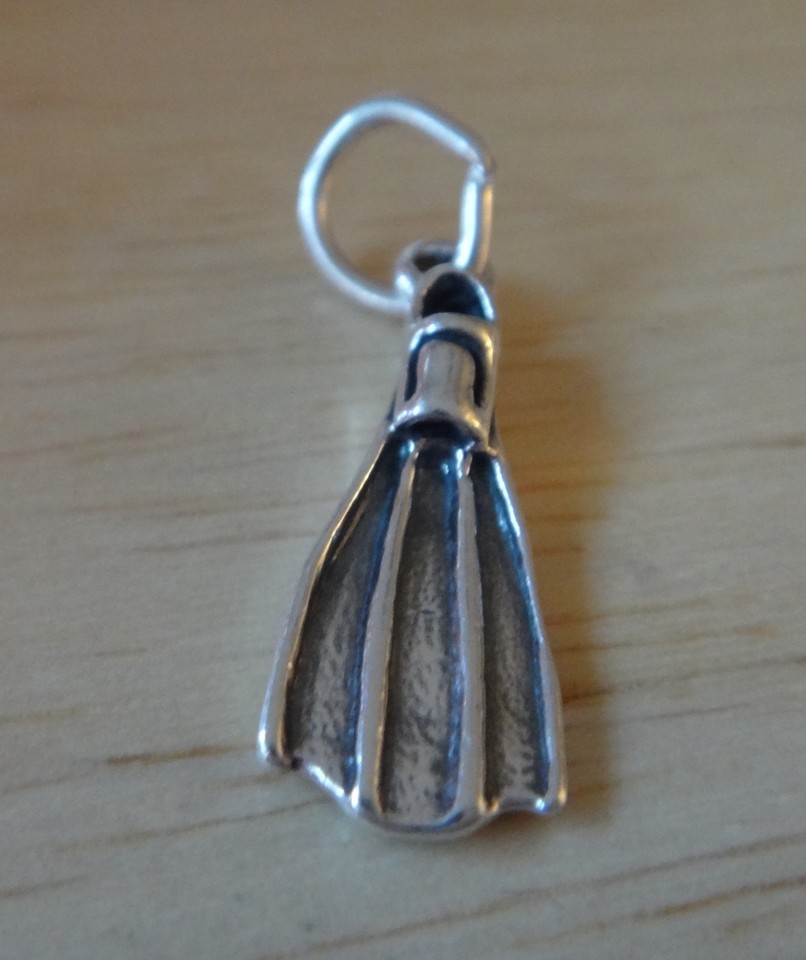 Sterling Silver 3D 22x8mm Snorkel Scuba Diver Fin Flipper Charm | eBay