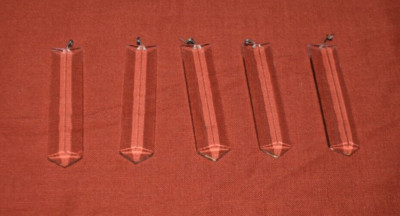 Lot of 5 Vintage CLEAR Trapezoid 3" Glass Crystal Prism | eBay