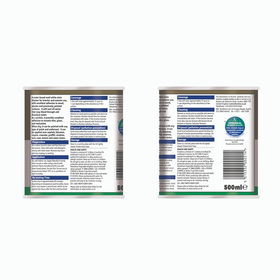 Rustins Quick Dry Stain Blocker & Multi-Surface Primer available in 250 ...