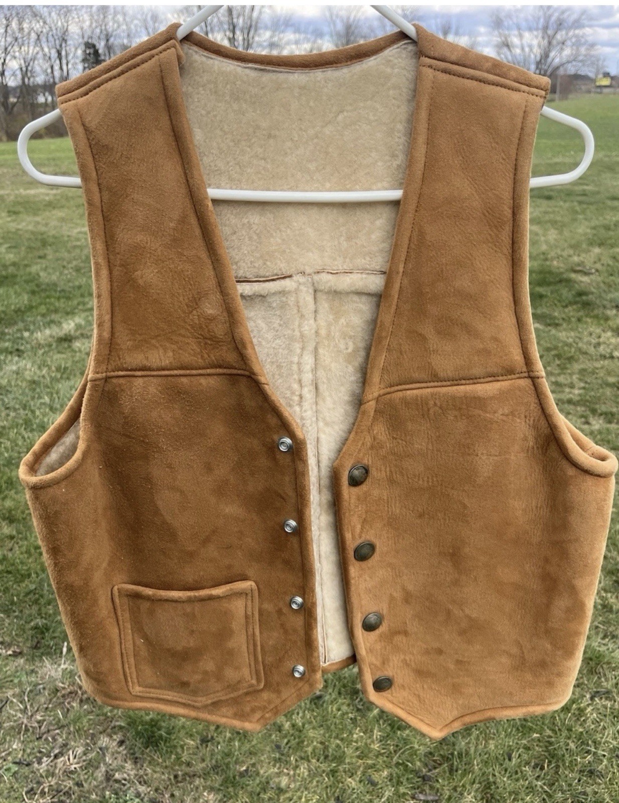 VTG Overland Sheepskin Co Genuine Shearling Vest Men X-LARGE USA | eBay