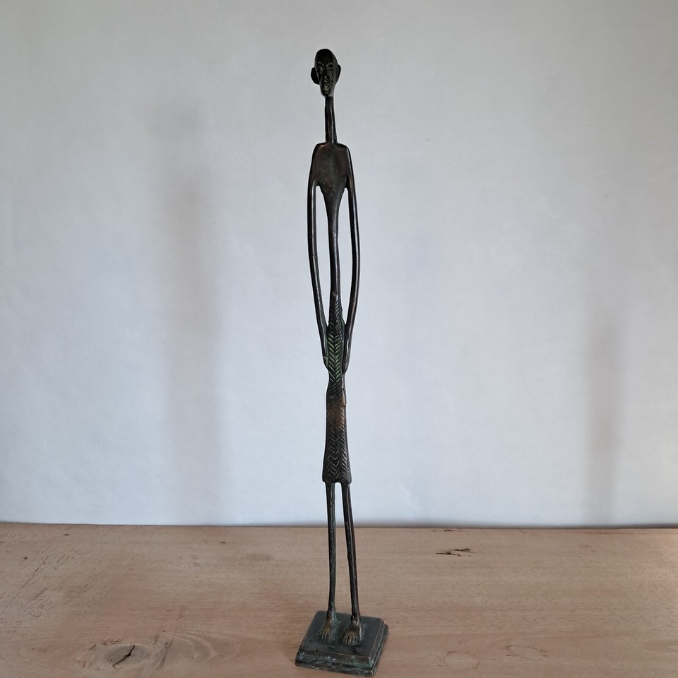 Vintage Modernist Brass African Style Sculpture tall Man Figure INDIA ...