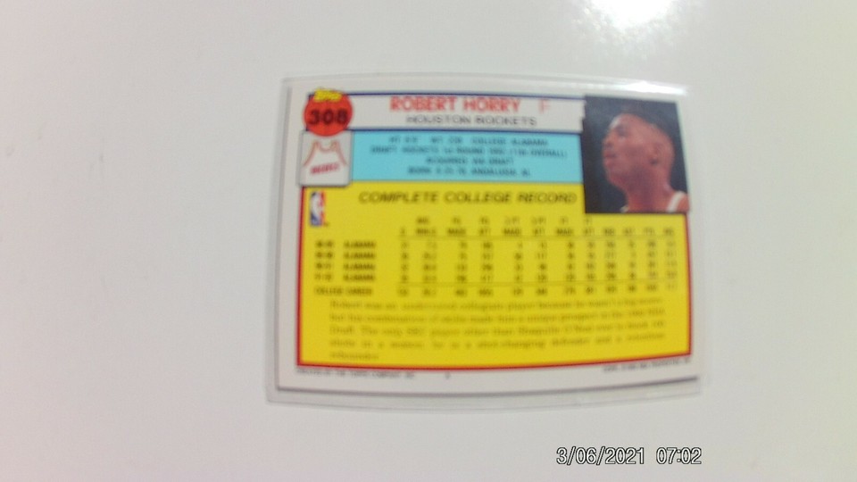1992-93 Topps Basketball rc Robert Horry Rookie Houston Card Rockets ...