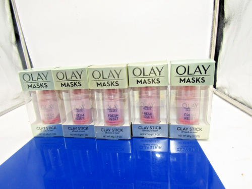 Lot of 5 Olay Masks Clay Stick, Fresh Reset Pink Mineral Complex 1.7oz ...