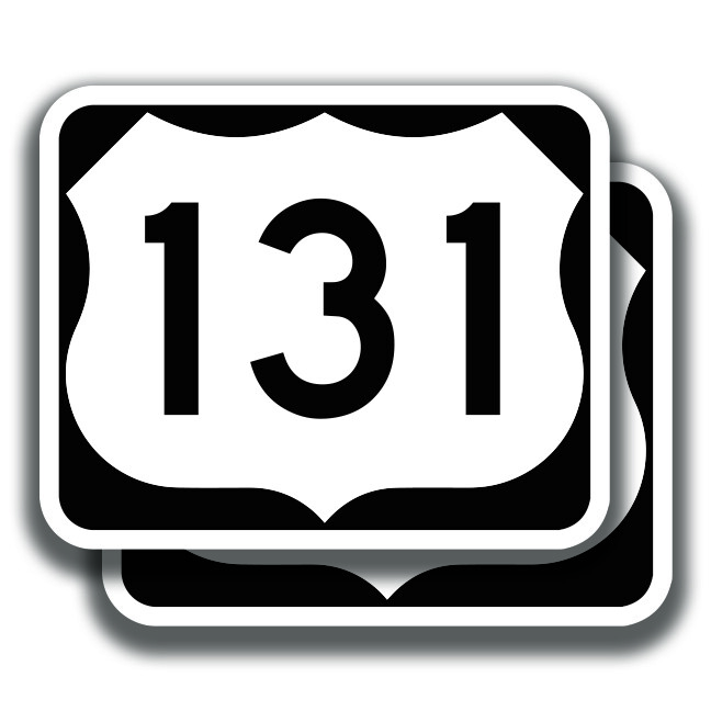 U.S. ROUTE 131 DECAL 2 Stickers Road Sign Bogo Highway Car Truck Bumper ...