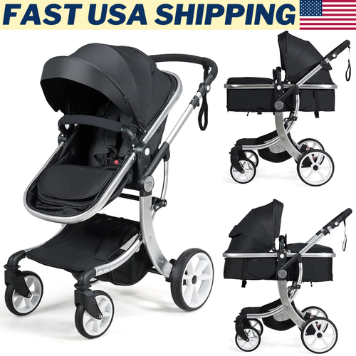 High Landscape Stroller 2-In-1 Foldable for Infant with Reversible Seat ...