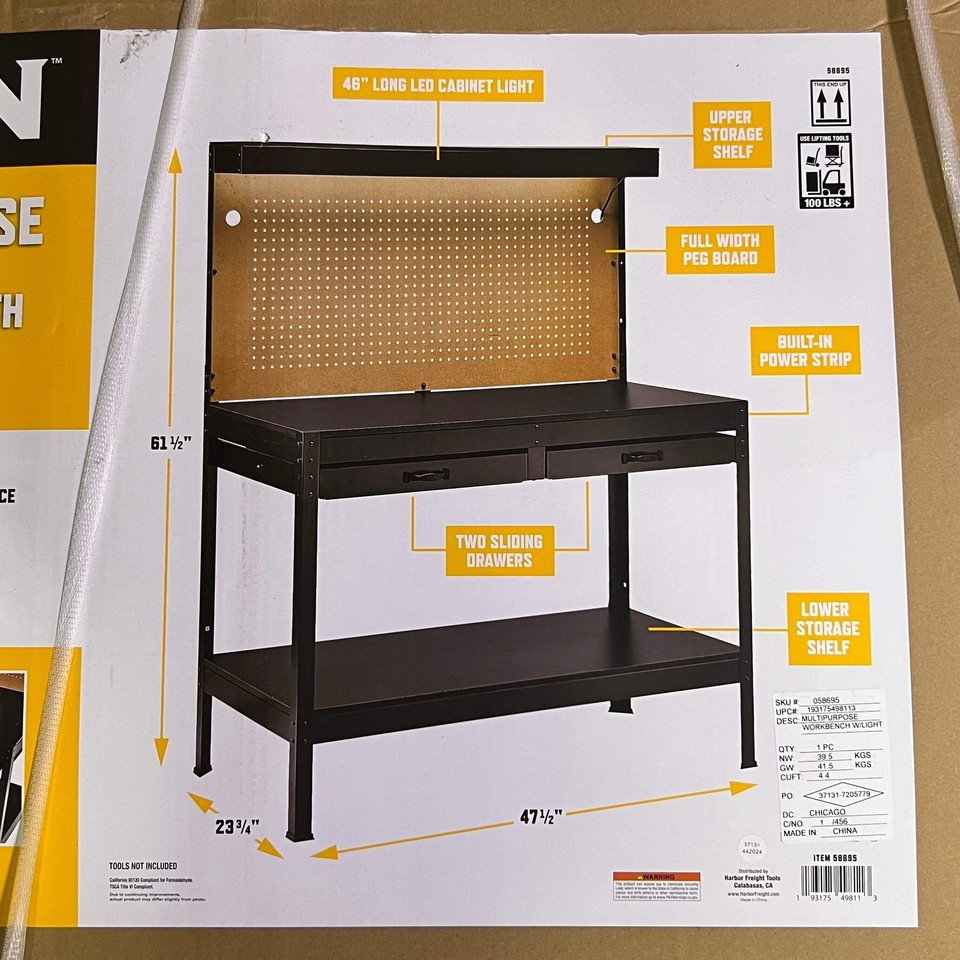 YUKON Multi-Purpose Workbench With Led Light Sz 48", Black 58695 | eBay