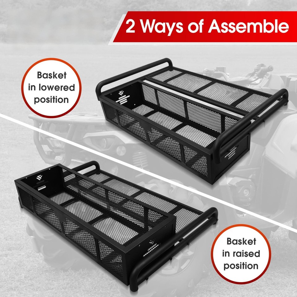 Heavy Duty ATV Rear Cargo Rack Basket Steel Utility Carrier Black | eBay