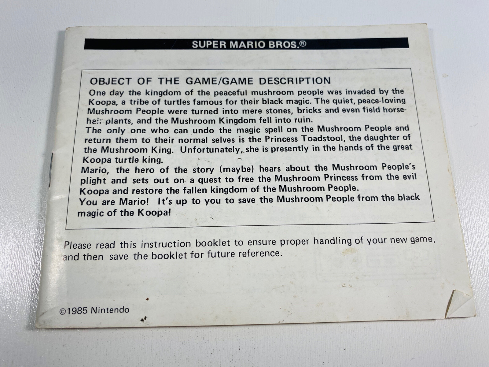 SUPER MARIO BROS. 1 2 3 -- NINTENDO NES INSTRUCTION BOOKLET MANUALS ...