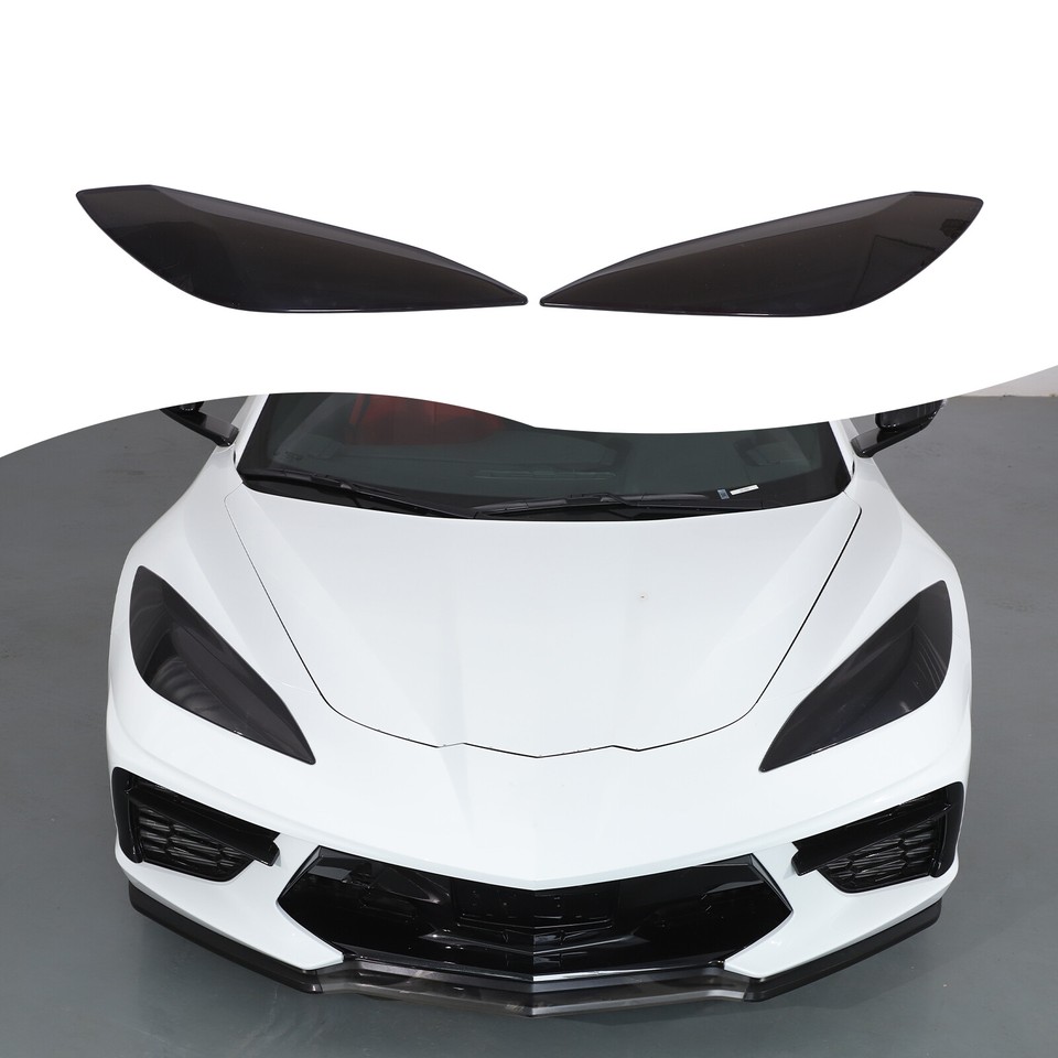 Smoked Black Front Headlight Headlamp Blackout Cover Trim For Corvette ...