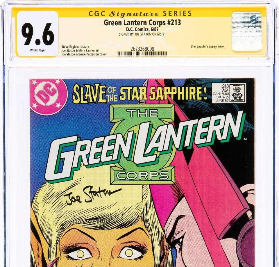 🔥 Green Lantern Corps 213 CGC 9.8 Signed JOE STATON 1987 Hal Jordan Jon ...
