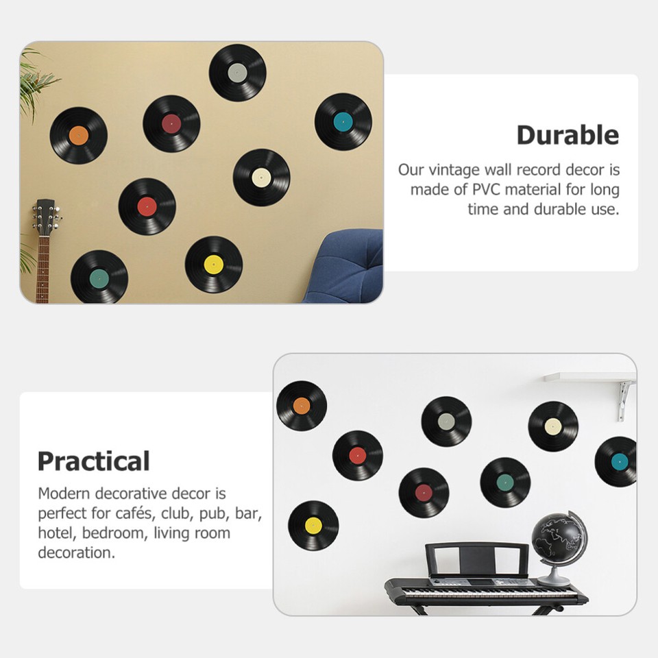 16 Pcs Vinyl Record Wall Stickers Fake Vinyls Decoration Vintage | eBay
