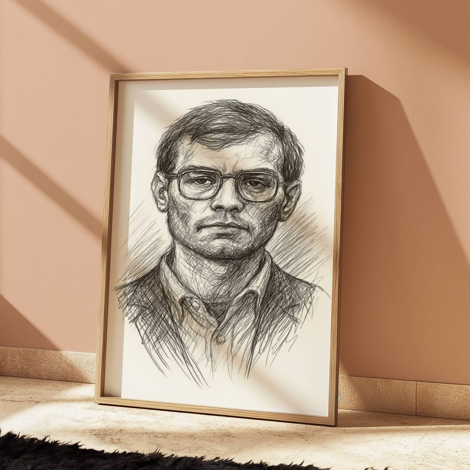 JEFFREY DAHMER DRAWING PRINT PORTRAIT SKETCH 8" x 10" HORROR ART SERIAL ...