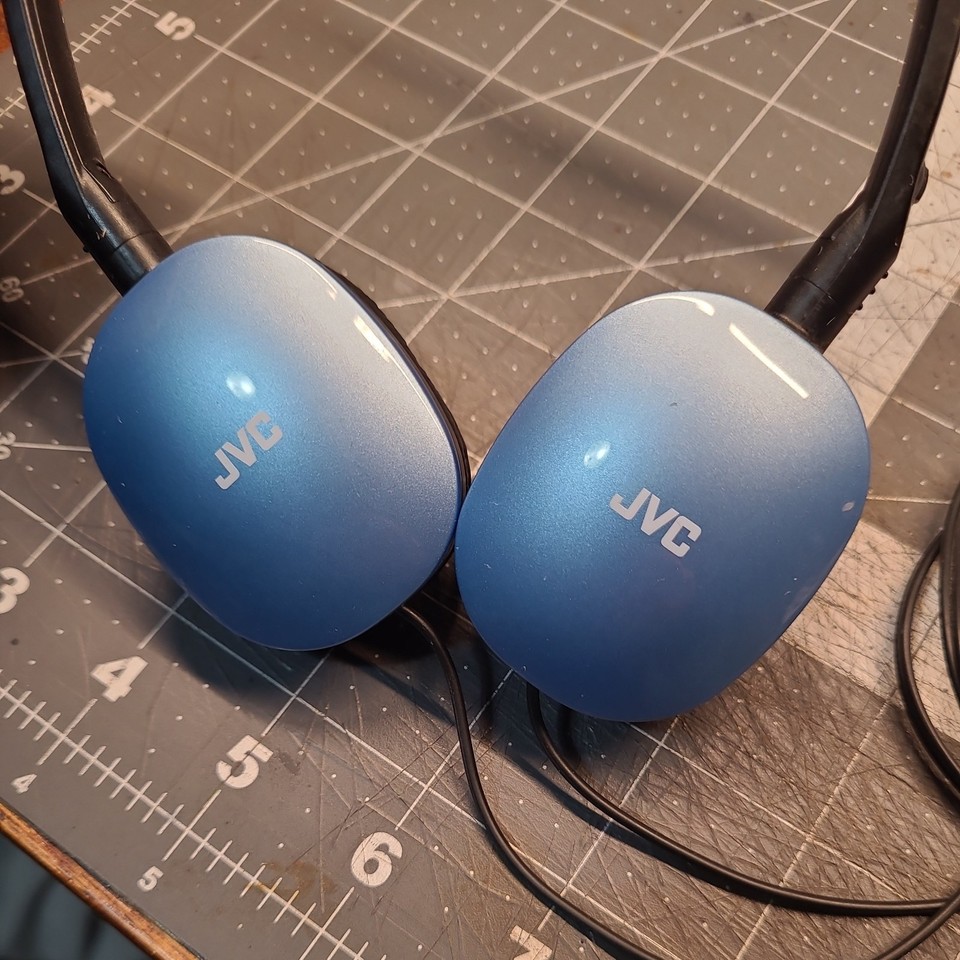 On Ear Headphones Wired JVC Unit Headset Foldable Blue Long Cord~☆ | eBay
