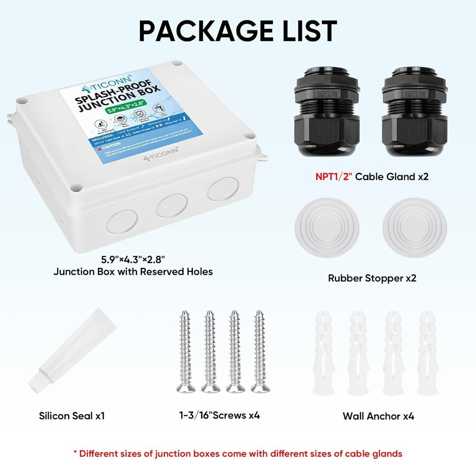 Electrical Junction Box, IP65 Splash-Proof ABS Plastic Project Box ...