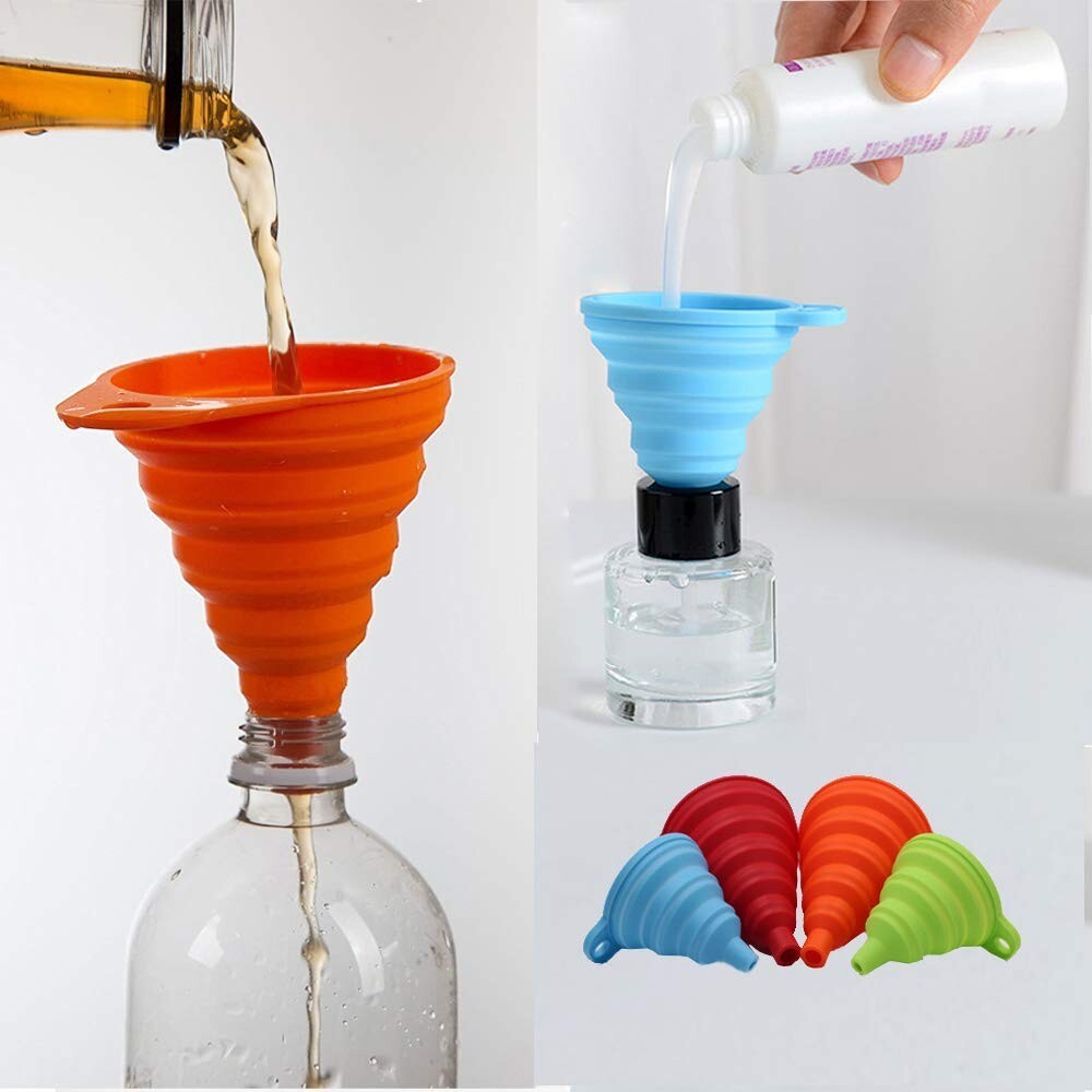 4 Pack Foldable Silicone Collapsible Funnel Set Small and Large | eBay