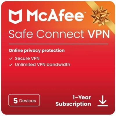 McAfee Safe Connect VPN 5 PC 1 an | eBay