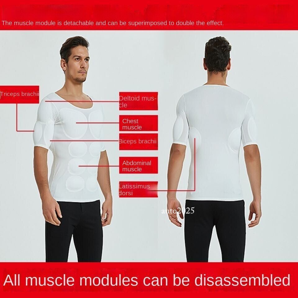 Men Body Shaper FakeMuscle Enhancers ABS Invisible Pads Top Cosplay ...
