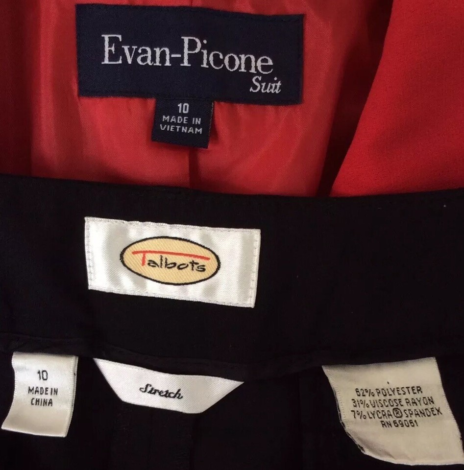 Evan-Picone / Talbots Mismatch Women’s Red Black Polyester Pant Suit Sz ...