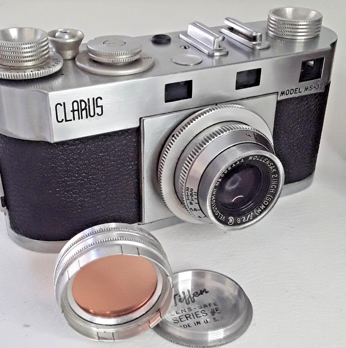 1946 Clarus Model MS-35 35mm Film rangefinder Camera Wollensak 2" 50mm ...