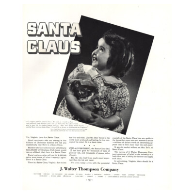 1936 J Walter Thompson: Santa Claus Vintage Print Ad | eBay