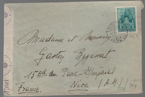 1941 censored Budapest Hungary Cover to Nice France | eBay