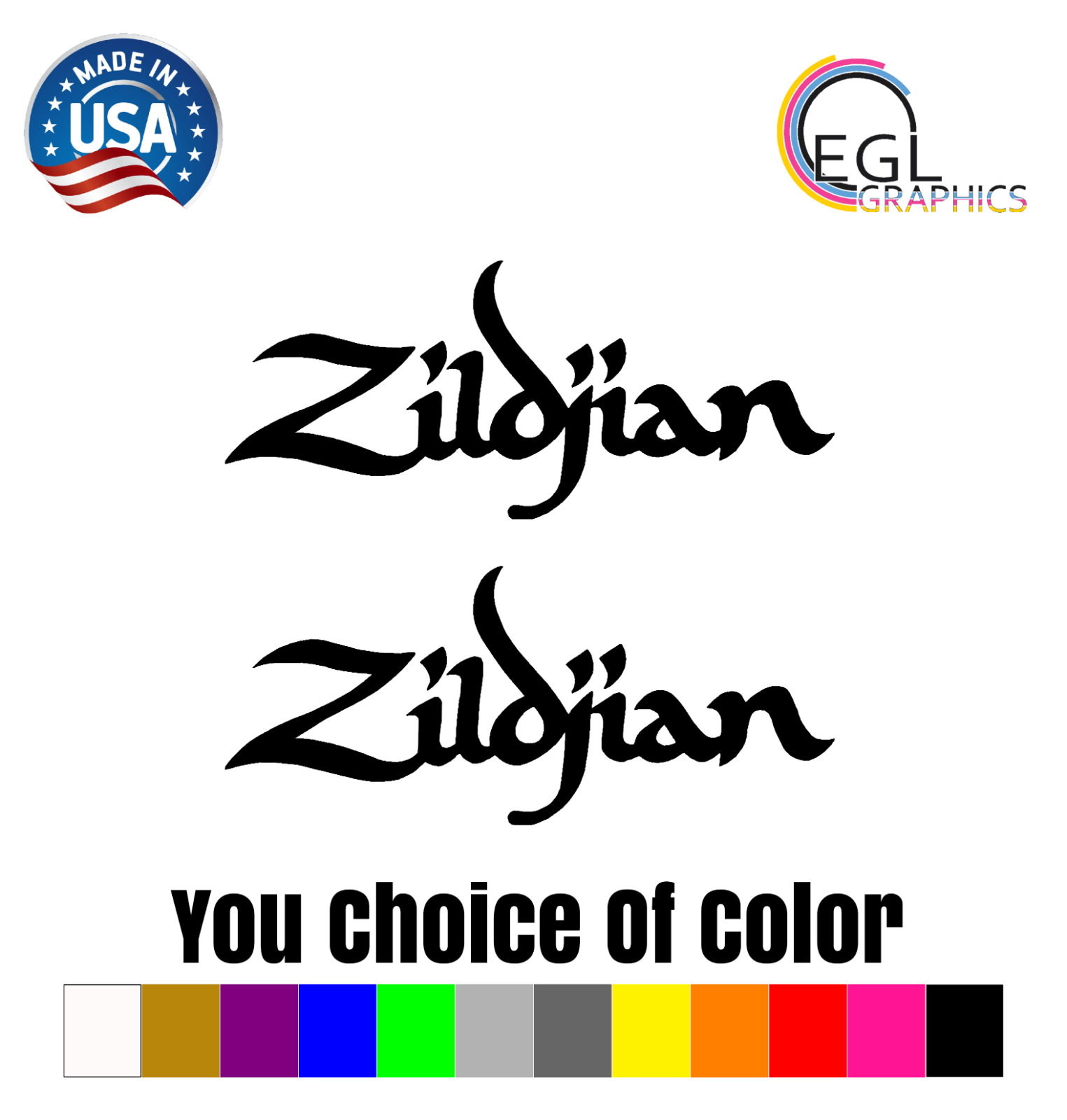 Pair Zildjian Cymbals Logo 6" Wide Vinyl Decal Sticker | eBay